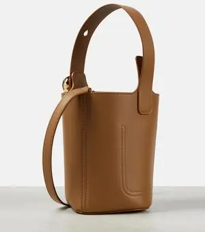 Loewe Pebble Mini Leather Bucket Bag - Brown