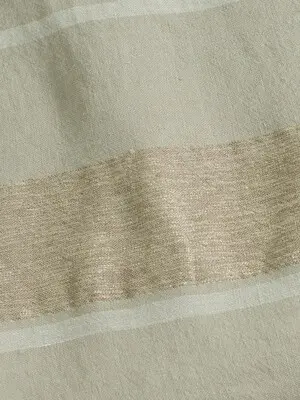 Brunello Cucinelli Fringed Striped Metallic Linen-blend Blanket