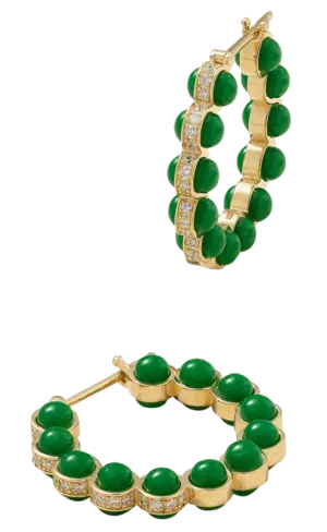 L’ATELIER NAWBAR Atoms 18-karat Gold, Enamel And Diamond Hoop Earrings - Green