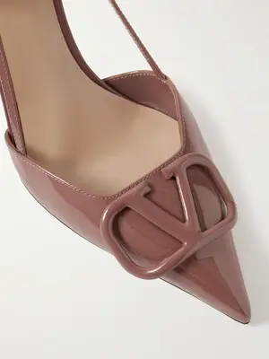Valentino Garavani Vlogo Patent-leather Slingback Pumps