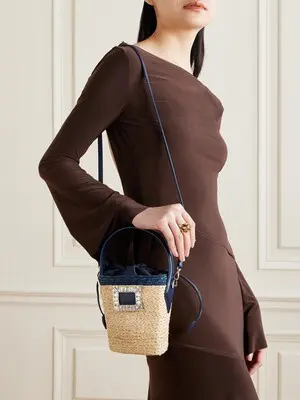 ROGER VIVIER Viv Skate Mini Raffia Bucket Bag