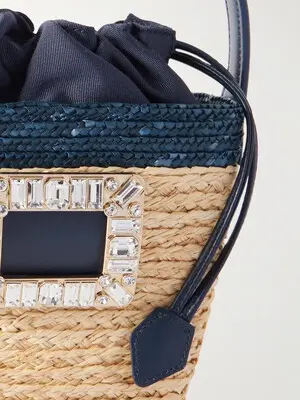 ROGER VIVIER Viv Skate Mini Raffia Bucket Bag