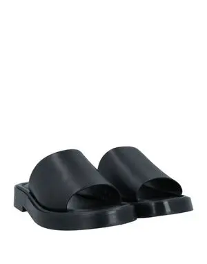 FERRAGAMO Calfskin Slide Sandals - Black