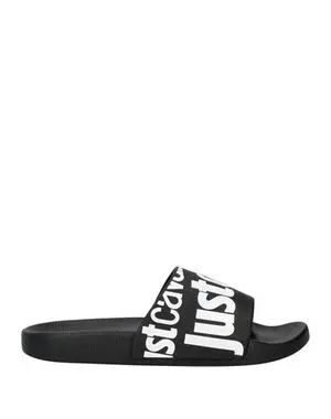 Just Cavalli Rubber Pool Slides With Logo Print - Black