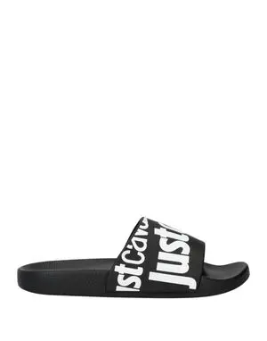 Just Cavalli Rubber Pool Slides With Logo Print - Black