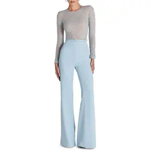 NADINE MERABI Misha Beaded Jumpsuit - Light Blue