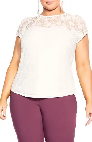 City Chic Nevaeh Lace Top - Ivory