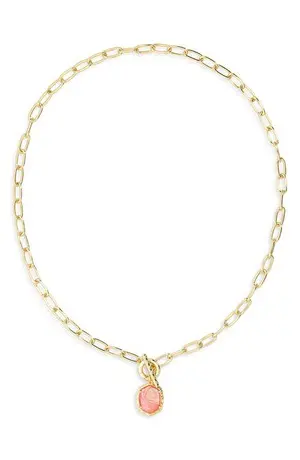 Kendra Scott Daphne Toggle Necklace Gld Lt Pink Ird Abal