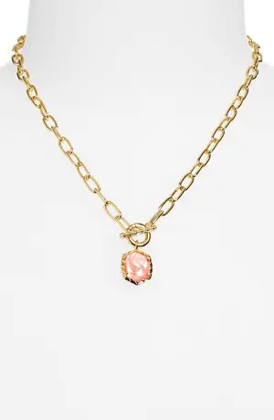 Kendra Scott Daphne Toggle Necklace - Gold Pink Iridescent Abalone