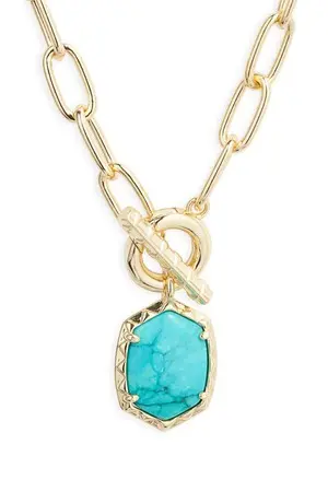 Kendra Scott Daphne Toggle Necklace Gold Turquoise Magnesite