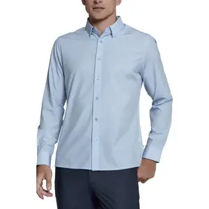 7 Diamonds Niall Geometric Print Performance Button-up Shirt - Blue