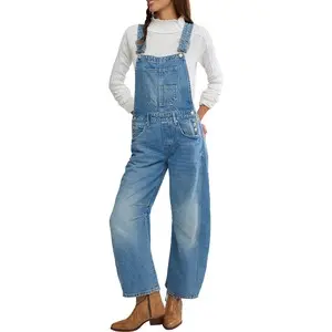 Free People Good Luck Denim Overalls - Ultra Light Beam