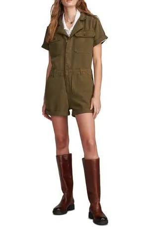 Lucky Brand Denim Utility Romper - Dark Olive