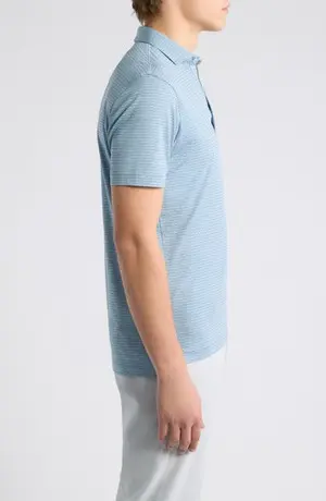 Johnnie-o Michael Stripe Performance Golf Polo - Carbon Navy