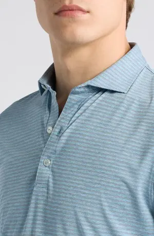 Johnnie-o Michael Stripe Performance Golf Polo - Carbon Navy