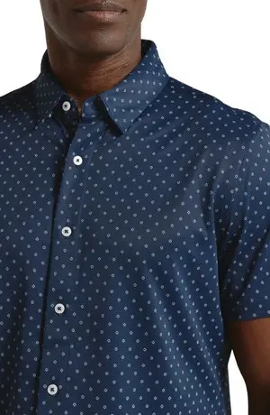 7 Diamonds Alfie Dot Print Short Sleeve Performance Button-up Shirt