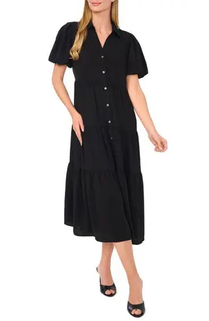 Tiered Shirt Midi Dresses