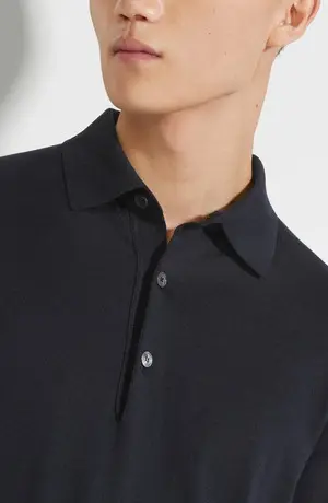 Zegna Premium Cotton Polo - Navy
