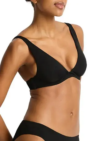 SEA LEVEL Essentials Longline Triangle Bikini Top - Black