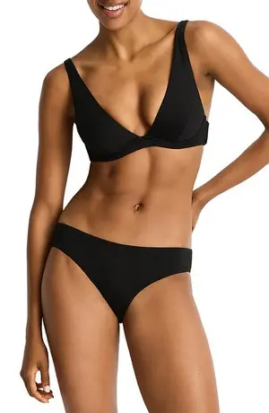 SEA LEVEL Essentials Longline Triangle Bikini Top - Black