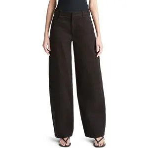 Vince Washed Cotton Twill Wide Leg Pants Black