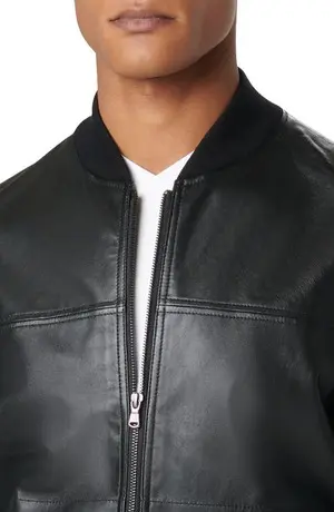 Bugatchi Leather Front Zip-up Cardigan
