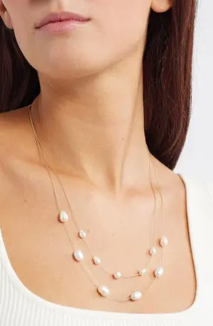 Nordstrom Genuine Freshwater Pearl Adjustable Layered Necklace