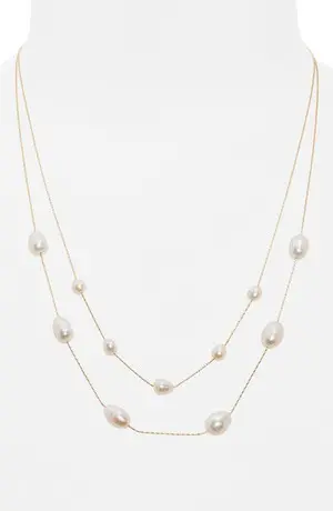 Nordstrom Genuine Freshwater Pearl Adjustable Layered Necklace