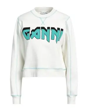GANNI Embellished Cotton Sweatshirt - Off White