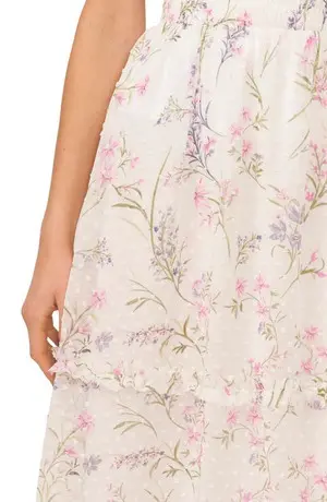 CECE DUPRAZ Floral Print Chiffon Midi Skirt