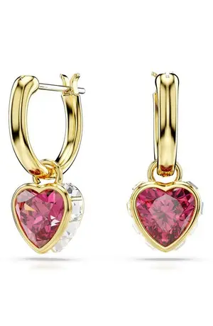 SWAROVSKI Chroma Heart Drop Hoop Earrings - Red