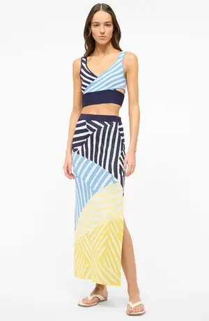 Staud Trenton Wrap Front Cutout Crop Sweater Tank