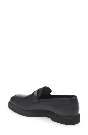 Brunello Cucinelli Monili Trim Leather Loafer - Black