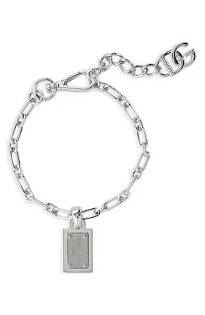 Dolce & Gabbana Dg Plaque Chain Bracelet - Argento/ Palladio