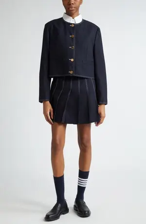 Thom Browne Drop Back Wool Skirt - Navy