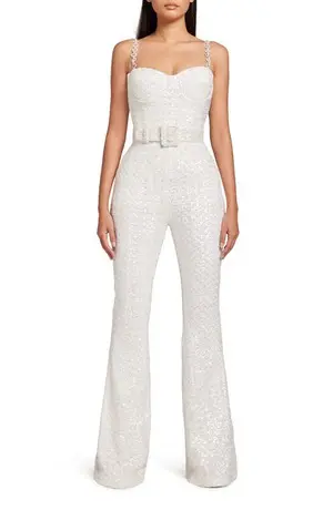 NADINE MERABI Lucinda Sequin Jumpsuit - White