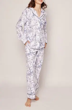 PETITE PLUME Timeless Toile Cotton Pajamas - White