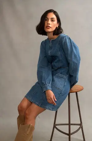 NOBODY'S CHILD Highgate Long Sleeve Denim Minidress
