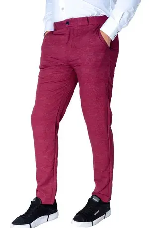 MACEOO Slim Fit Stretch Trousers - Red