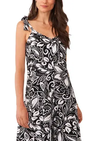 Vince Camuto Tie Shoulder Crop Asymmetric Wide Leg Jumpsuit