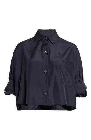 TWP Next Ex Crop Silk Button-up Shirt - Midnight