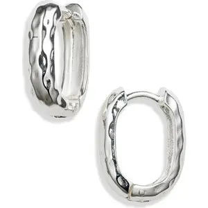 Argento Vivo Hammered Hoop Earrings - Silver