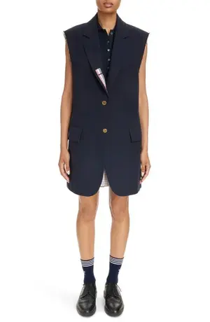 Thom Browne Oversize Sleeveless Cotton-blend Blazer