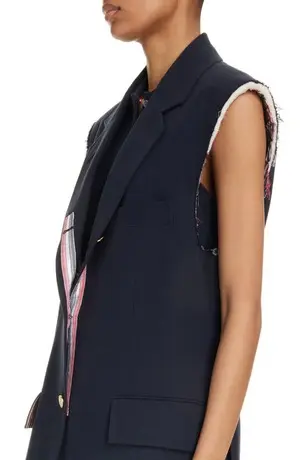 Thom Browne Oversize Sleeveless Cotton-blend Blazer