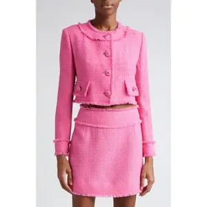 Dolce & Gabbana Crop Raschel Tweed Jacket - Rosa