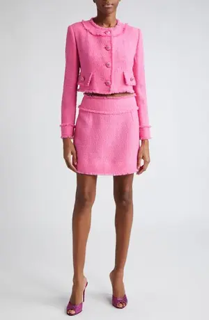 Dolce & Gabbana Crop Raschel Tweed Jacket - Rosa