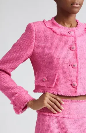 Dolce & Gabbana Crop Raschel Tweed Jacket - Rosa