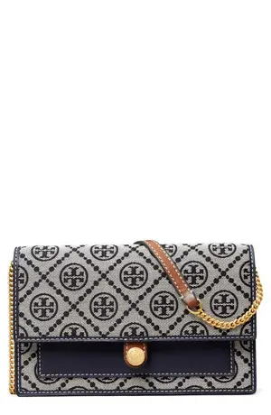 Tory Burch T Monogram Wallet On A Chain - Tory Navy