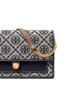 Tory Burch T Monogram Wallet On A Chain - Tory Navy