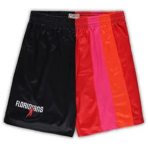 Mitchell & Ness Red Miami Heat Big & Tall Hardwood Classics Split Swingman Shorts - Black